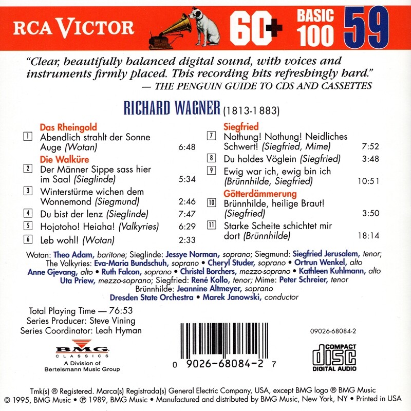 Marek Janowski - Wagner Vocal Highlights from The Ring RCA CD Norman ...