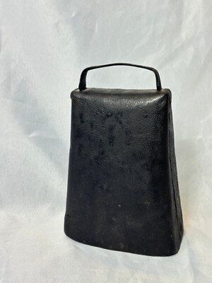 Vtg Cow Bell Primitive Cast Iron Livestock Alert Folded & Riveted | eBay