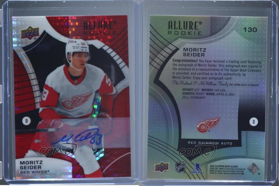 2021-22 Upper Deck Allure Rookies Red Rainbow Moritz Seider #130 Rookie ...