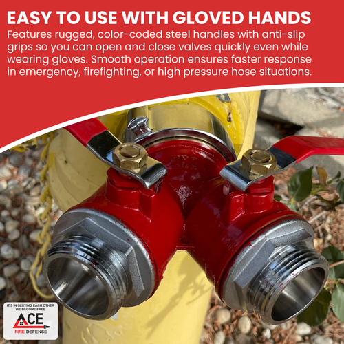 Gated Brass Wye Valve 2.5" x 1.5" | Fire Hydrant Splitter, High ...
