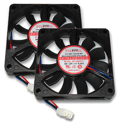 Lot of 2 Qty. Evercool EC7015M12CA 70mm x 70mm x 15mm 3 Pin Tachometer ...