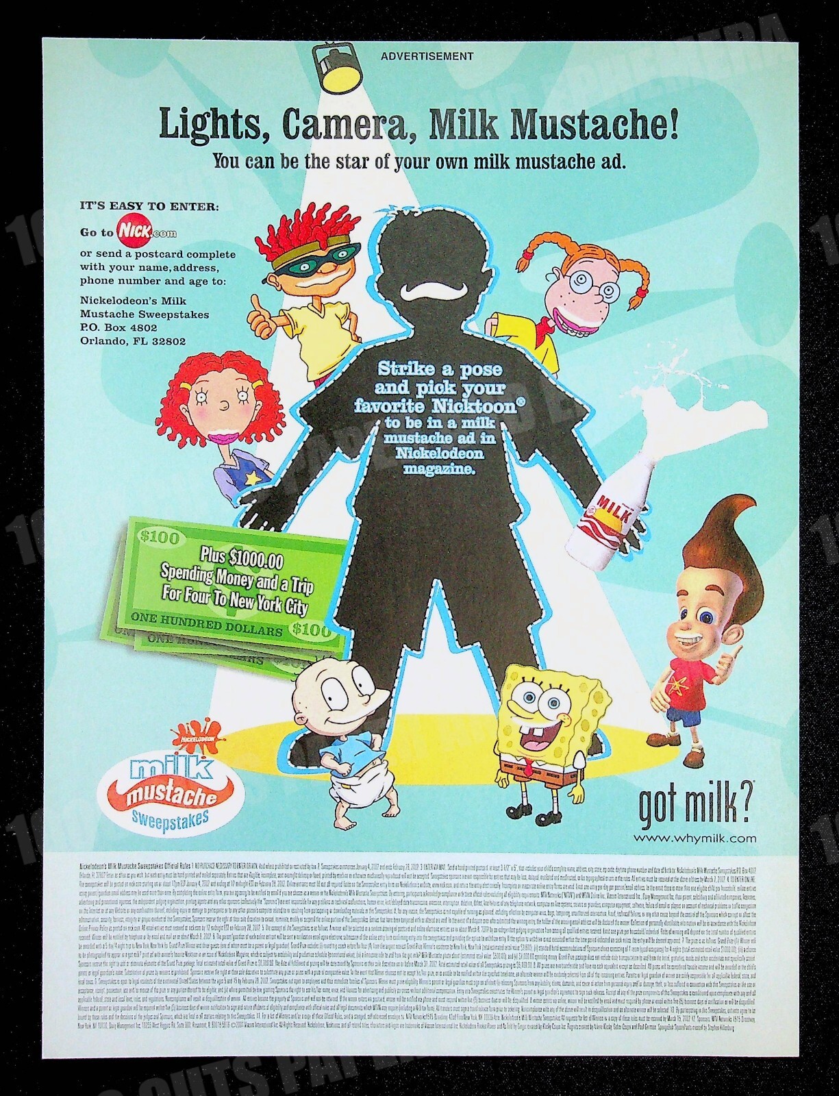 Got Milk? Nickelodeon 2002 Spongebob Rocket Power Print Magazine Ad ...