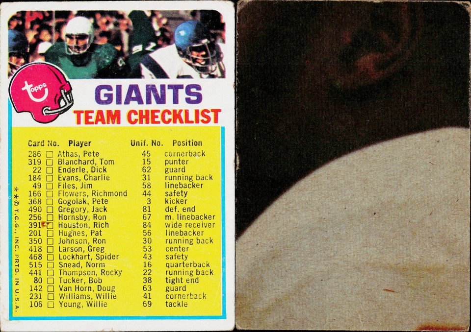 1973 Topps Football Cards You Pick Complete Your Set Team Checklist | eBay