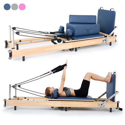 Pilates Reformer Machine Oak Wood Home Pilates Equipment Foldable for ...