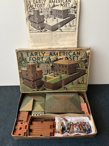 Vintage 1930s Wooden Early American Fort Set RARE | eBay