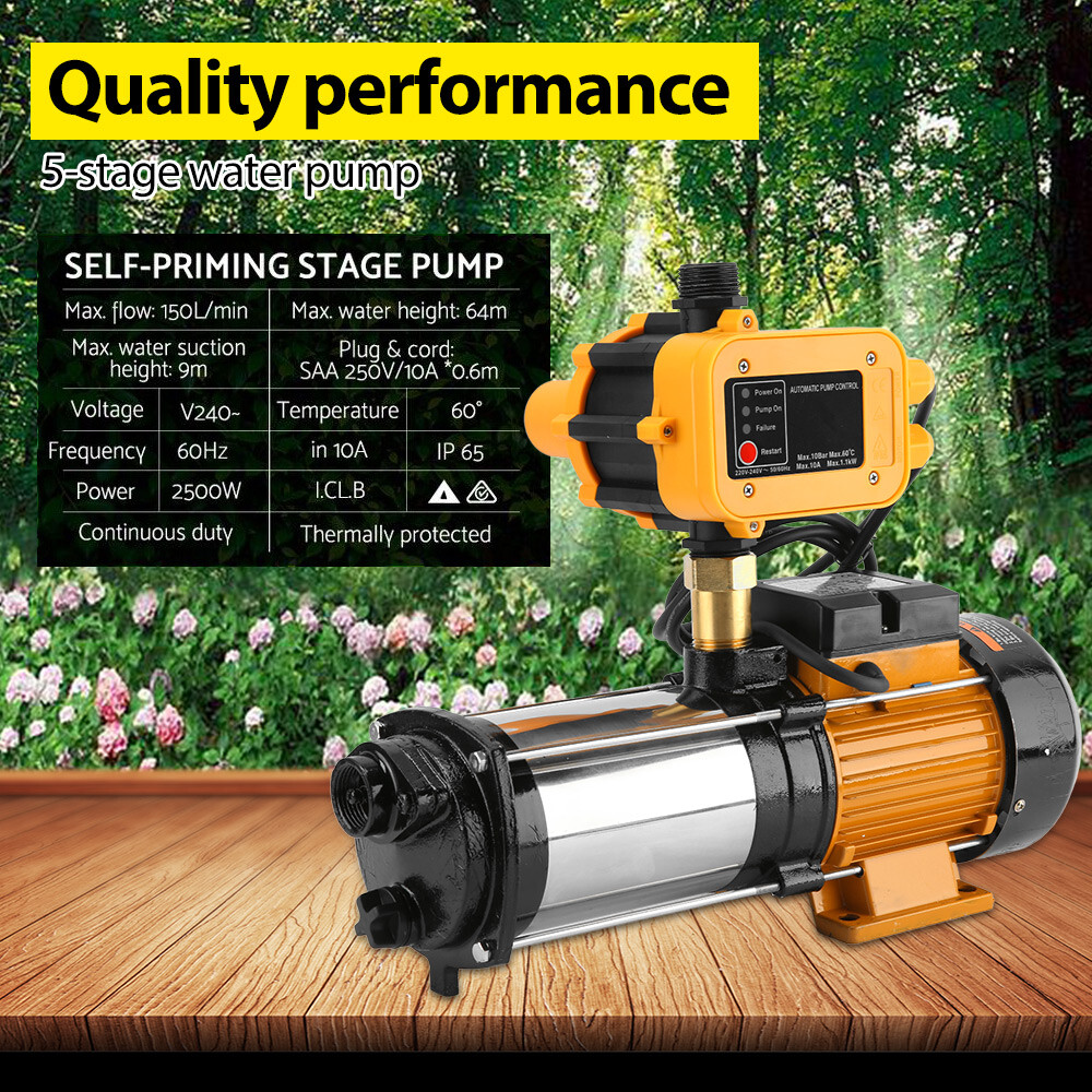 9000L/hr Multi Stage Water Pump High Pressure Irrigation Farm Rain Tank ...