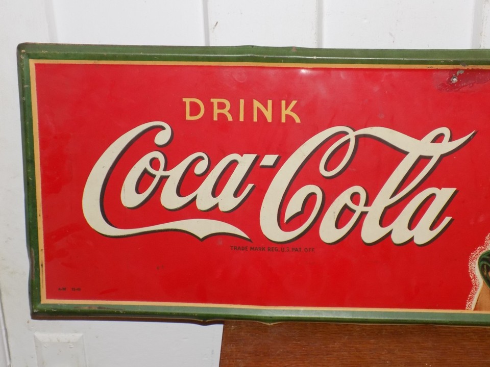 Vintage 1940 Drink Coca Cola Self Framed Metal Sign | eBay