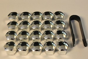 AUDI A3 A4 A5 A6 A7 A8 Q3 Q5 CHROME WHEEL NUT BOLT COVERS CAPS 17mm x20 ...