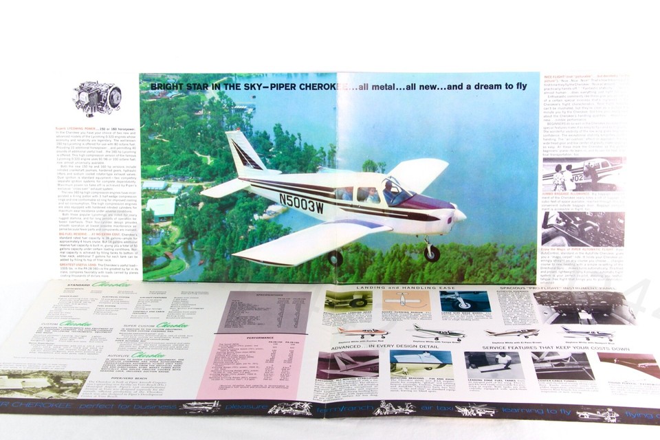 PIPER Vintage CHEROKEE Brochure Gloss Color Fold Out ART Pictures Rare ...