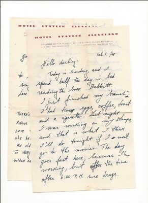 Lot of 2 Vintage 1940s Love Letters 1948 Hotel Statler Cleveland Ohio ...