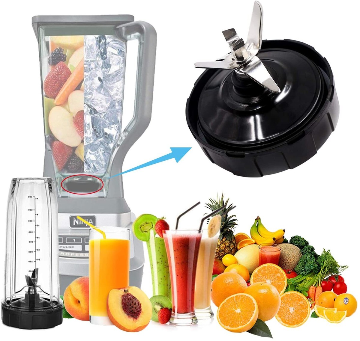 Juicer Extractor Blade Replacement - 7 Fin Blender Accessory For ...