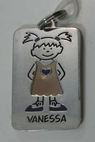 Vanessa NAME CHARM dog tag pendant zipper pull key chain flair ganz ...
