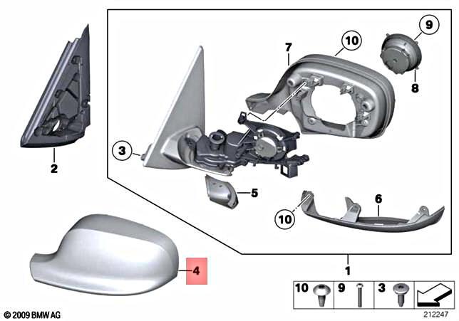 Genuine BMW X1 X3 Zinoro 1E Outside Mirror Cover Cap Primed Right ...