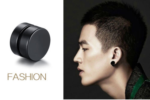 8MM Titanium Stainless Steel Magnetic Earrings Men Clip On No Piercing ...