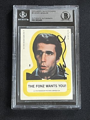 HENRY WINKLER 1976 TOPPS HAPPY DAYS STICKER SIGNED AUTOGRAPH CARD BAS ...