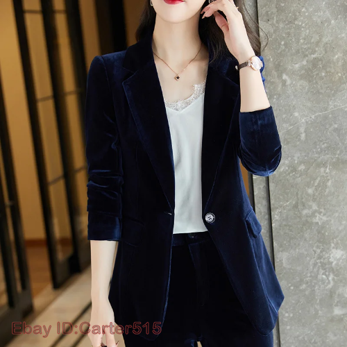 High Quality Velvet Formal Business Suits Pantsuits Office Work Wear ...