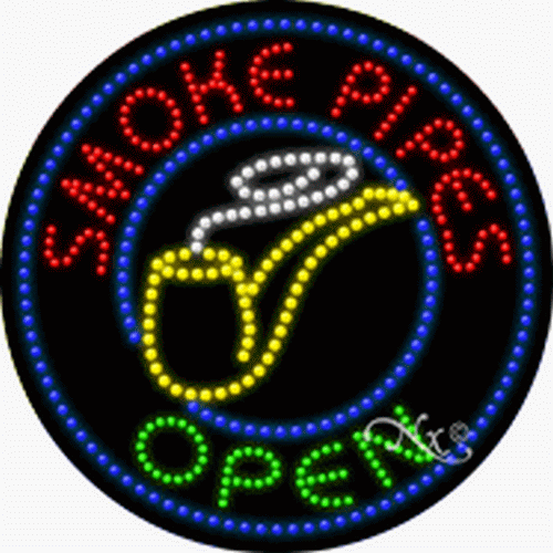 NEW “SMOKE PIPES OPEN" LOGO 26x26 SOLID/ANIMATED LED SIGN w/CUSTOM ...
