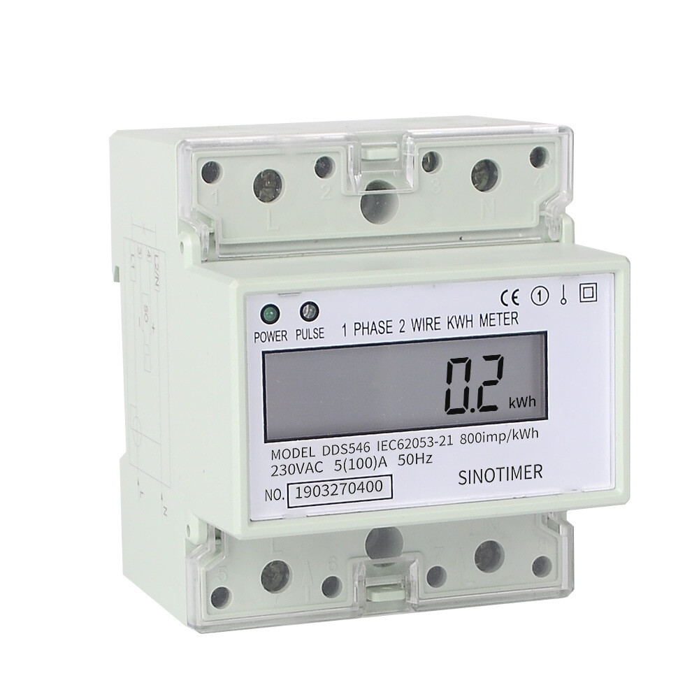 DDS546 230VAC 50Hz Single Phase 4P LCD Energy Counter Meter Analog ...