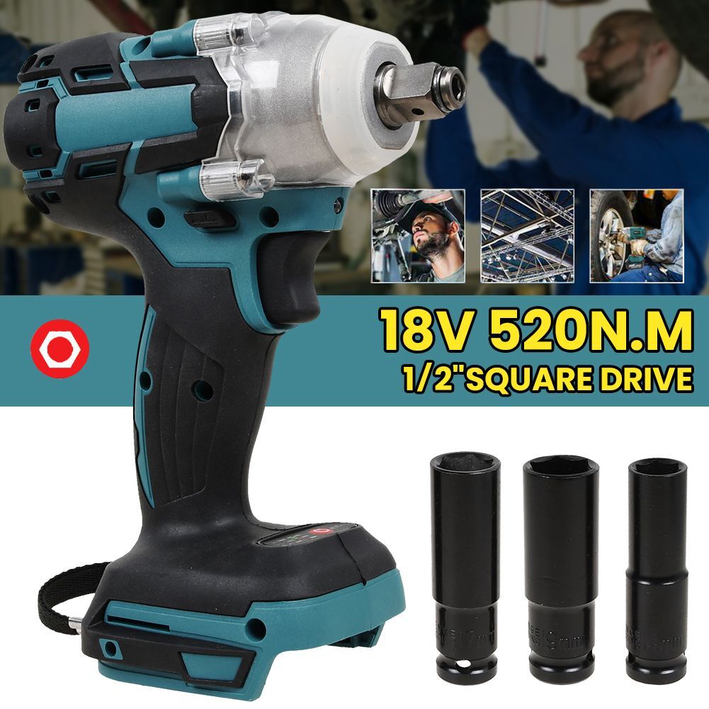 For Makita 18V Battery Impact Wrench Brushless Driver Cordless Rattle ...