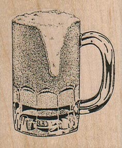 Foamy Mug of Beer 1 3/4 x 2" Rubber Stamp, Food and Drink Stamp, Beer ...