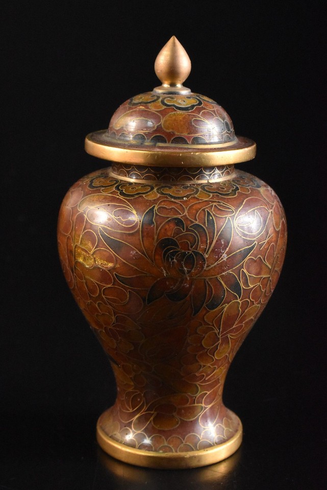 S3593: Japanese Metal Cloisonne-ware Flower inlay sculpture DECORATIVE ...