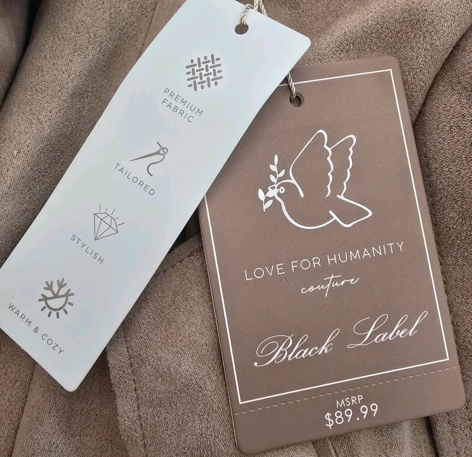 NWT Love for Humanity Couture Black Lable Vegan Suede Tan Trench Coat ...