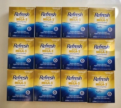 Refresh Optive Mega 3 Lubricant Dry Eye Drops 60 Vials Preservative ...