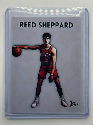Reed Sheppard Limited Edition Artist Signed Houston Rockets Rookie Card ...