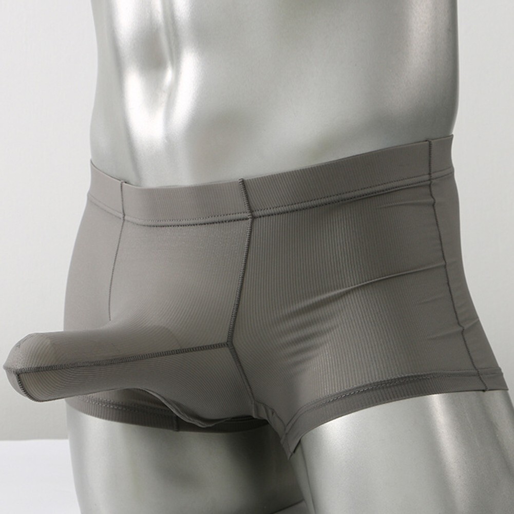 Breathable Mens Ice Silk Comfy Boxers Underwear Bulge Boxer Briefs L