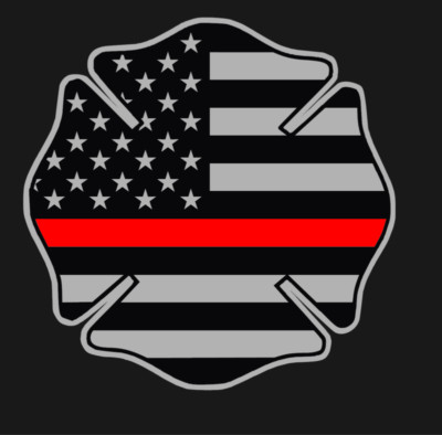 Firefighter Tribute Decal Thin Red Line Maltese Cross USA Flag (5 inch ...