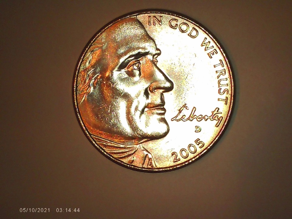 2005-D Jefferson nickel Double-Speared Bison Die Gouge DDO rare 5c gem ...