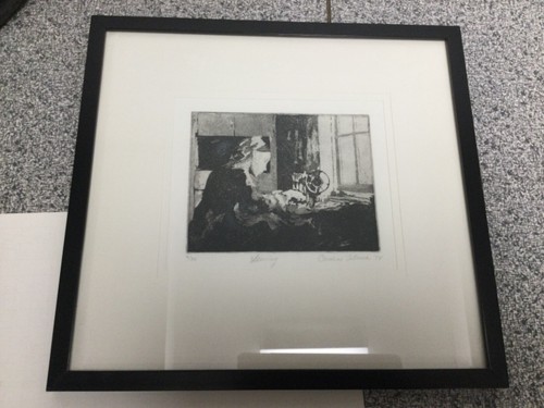 Caroline Cutrona Art "Sewing” Signed Ltd Ed #4 of 35 Aquatint Print Mat ...