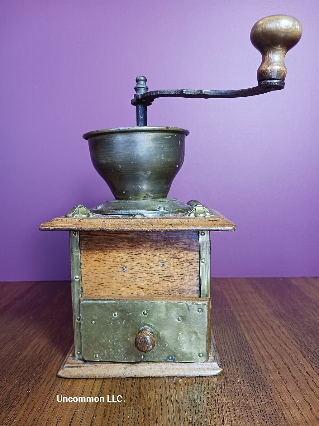 Antique German Coffee Grinder with Embossed Brass Floral Decoration | eBay