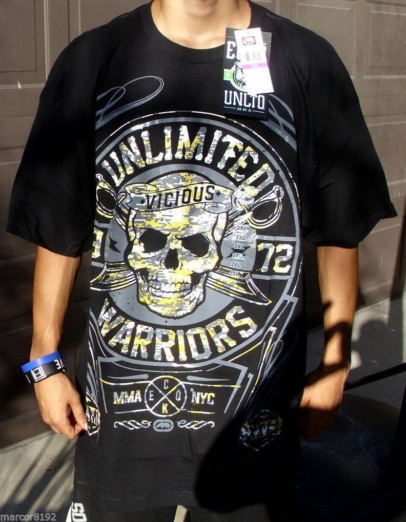 Ecko unltd MMA Men Skull T-Shirt Tee Black NYC Vicious Warriors New ...