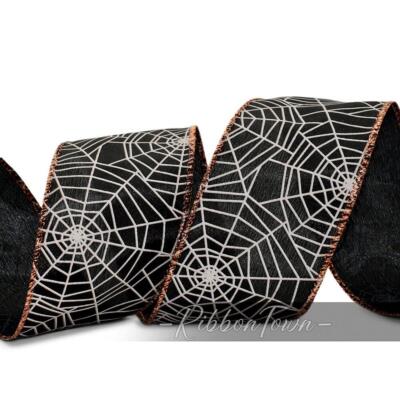 10 Yard Spool Halloween Spider Web Black Copper Edge Spooky Wired ...