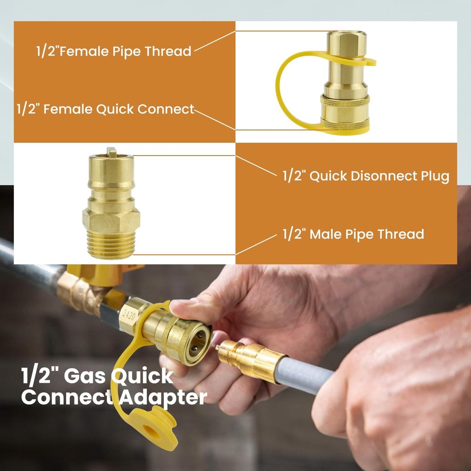 1/2 inch Natural Gas Propane Quick Connect Fittings with Male Insert ...