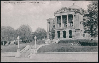OAKLAND MD Garrett County Court House Vtg B&W Albertype Postcard Old ...
