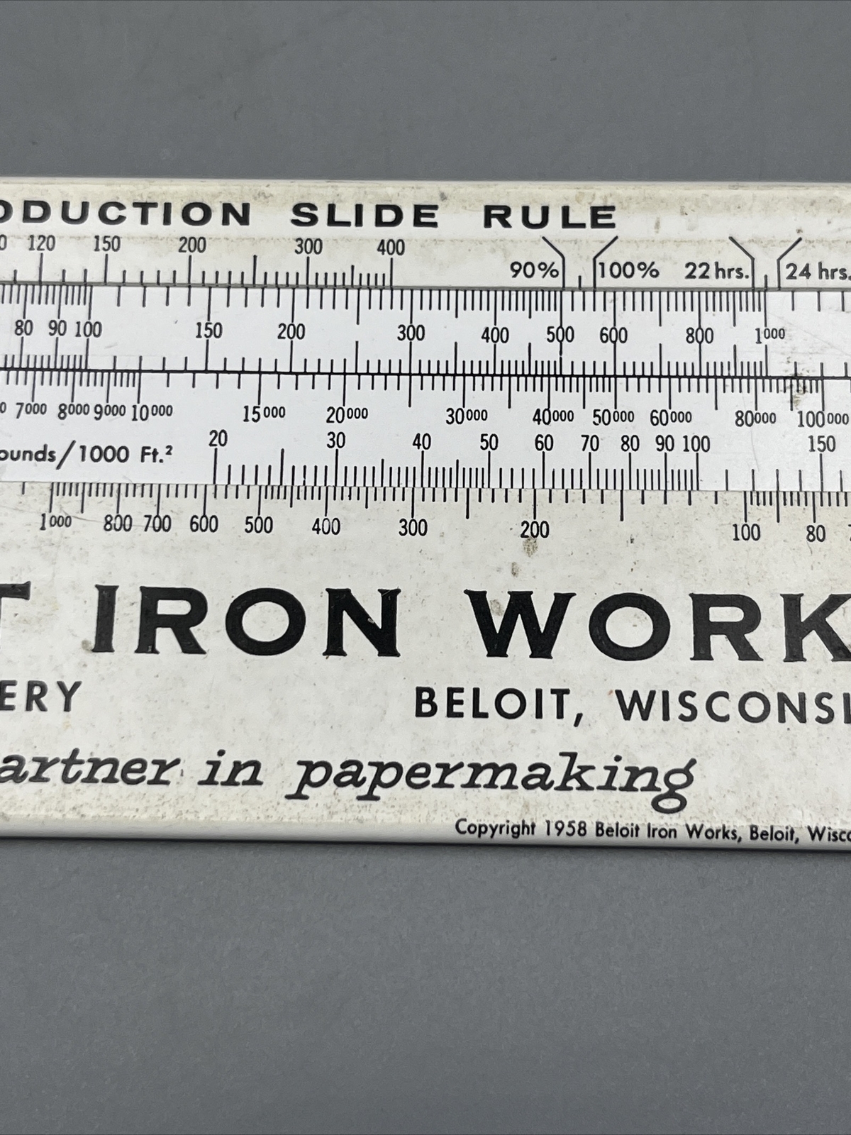 Beloit Iron Works Production Slide Rule 1958 | eBay