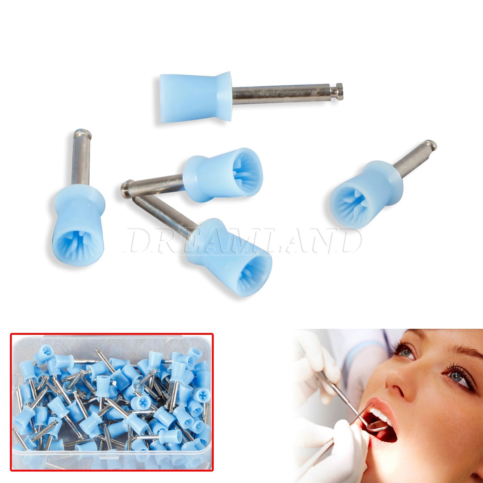 100 pcs Dental Polishing Polish Prophy Cups Latch Type Brushes Polisher ...