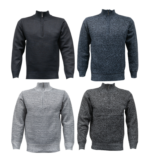 Men's Half-Zip Plain Fleece Lined Jumper Long sleeves sweatshirt ...