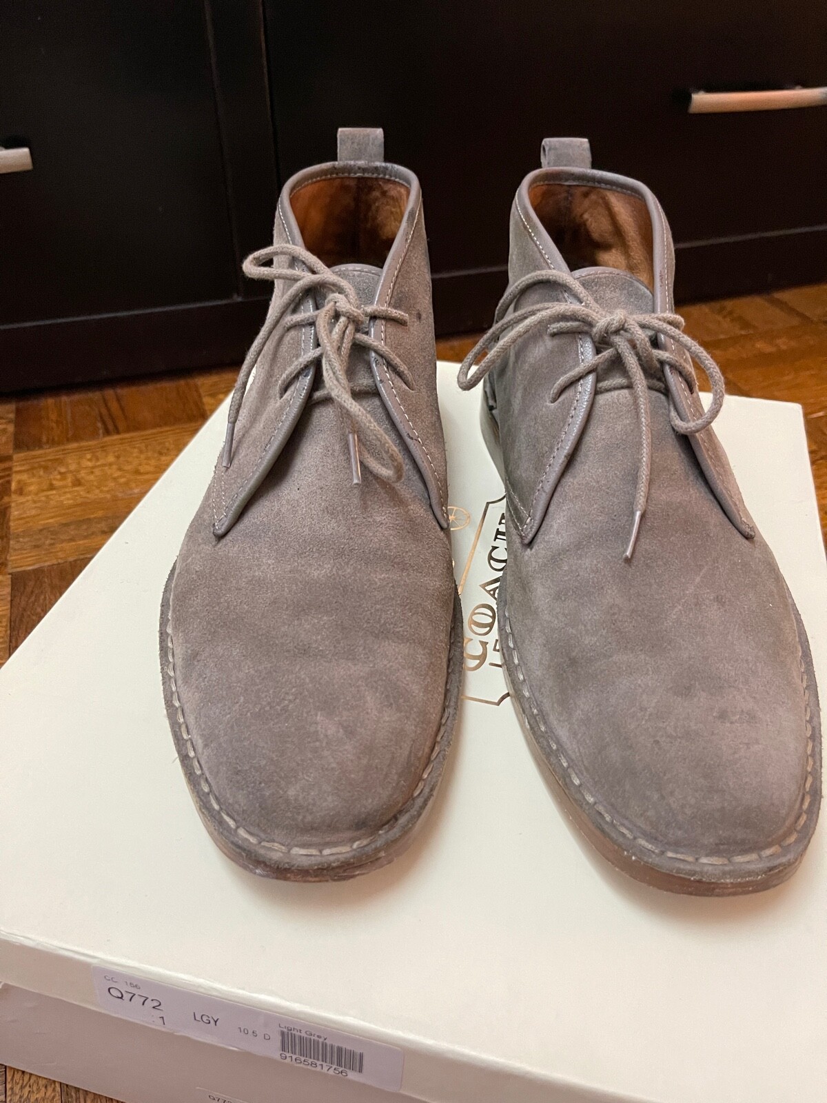 COACH CALEB MEN'S Light Grey SUEDE CHUKKA BOOTS (SIZE… - Gem