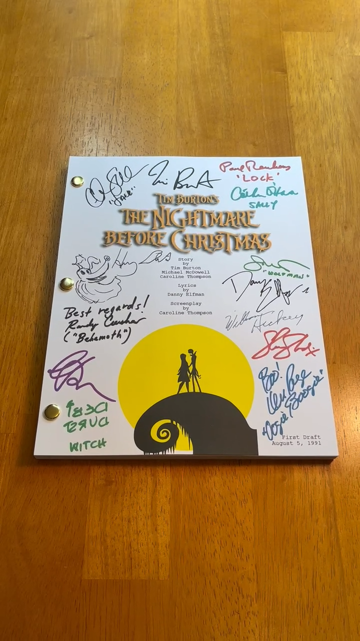 Nightmare Before Christmas Script Cast-Signed - Autograph Reprints ...