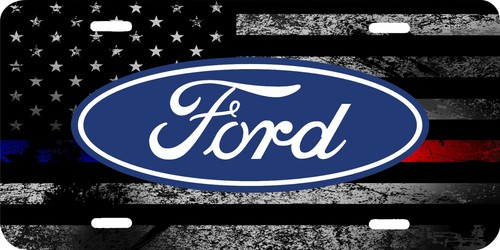 THIN BLUE RED LINE DISTRESSED FLAG BLUE FORD VEHICLE LICENSE PLATE TAG ...