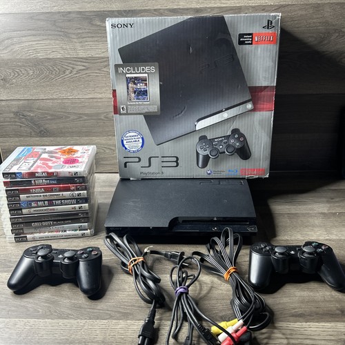 Playstation 3 CECH-2001B Ps3 Console With 10 Games, Controllers, W/ Box ...