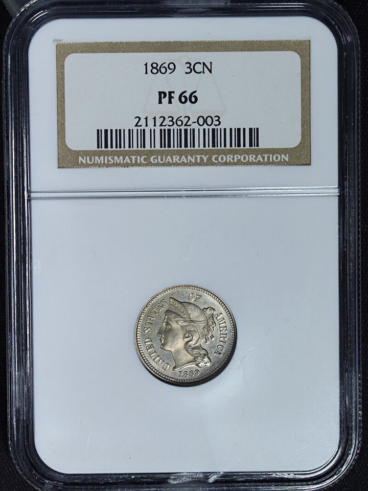 1869 Three (3) Cent Nickel Proof NGC PF66 Superb Eye Appeal Strong ...