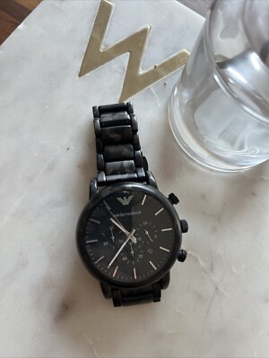 Emporio Armani AR11045 Men's Watch Quartz Stainless Steel Black | eBay