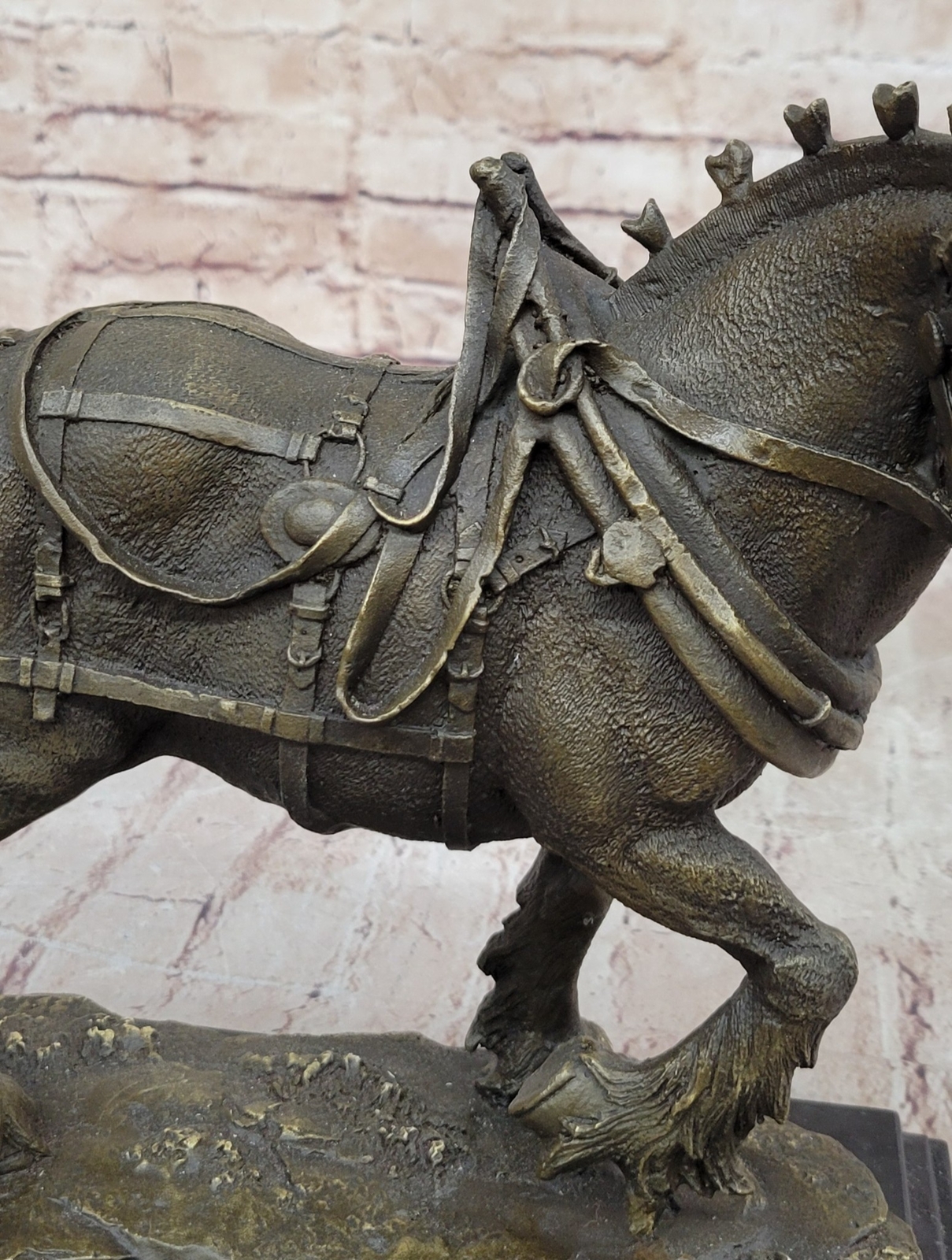 Clydesdale Horse Pony Bronze Metal Sculpture Statue Figure on Marble ...