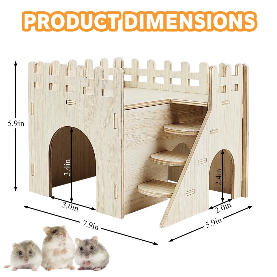 Hamster House Tiny With Slide Double Decker Hut Cage Accessories Decor ...