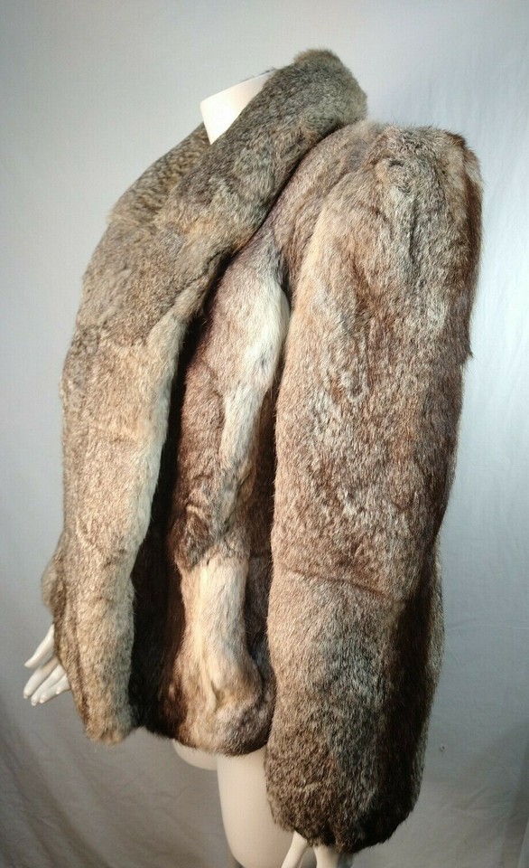 FABULOUS GENUINE RABBIT Size M REAL FUR COAT JACKET | eBay