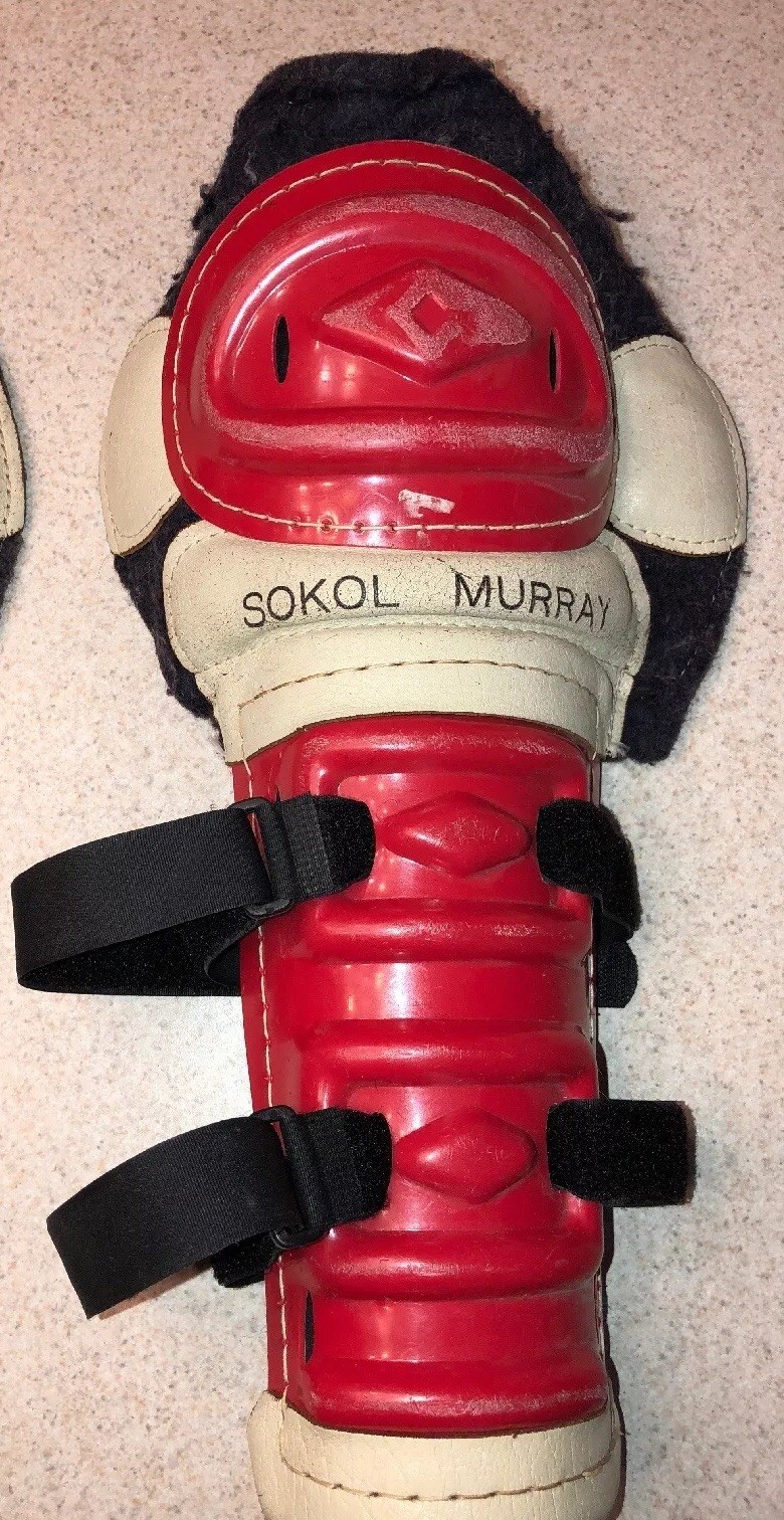 Sokol Murray Hockey Shin Guards Red & White Made in Canada vintage ...